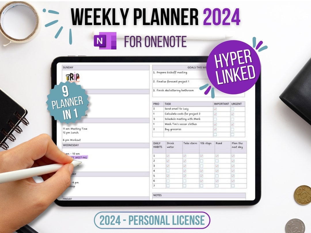 Hyperlinked Onenote Template 2024 Dated Digital Planner for Ipad ...