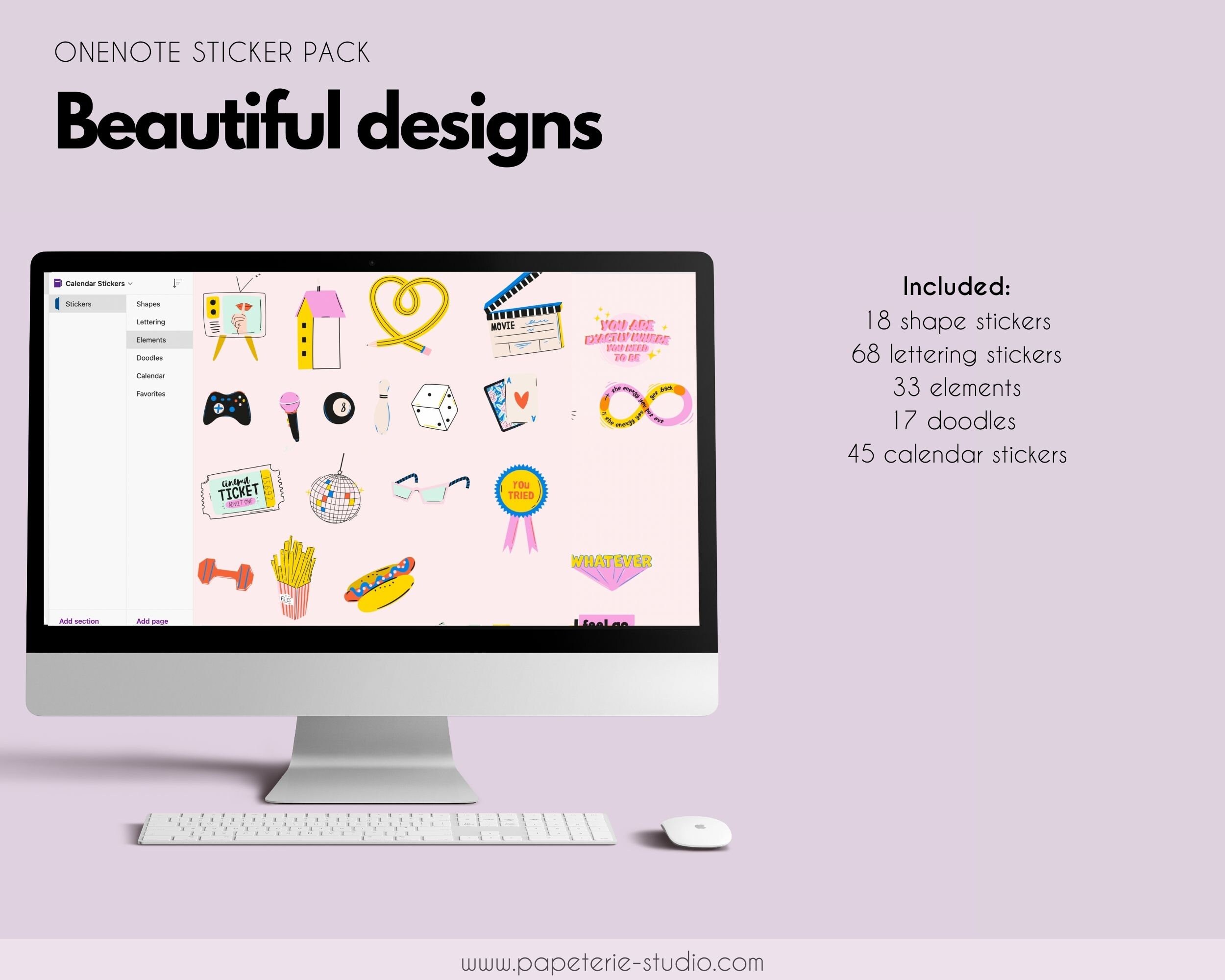 Onenote Digital Stickers, Daily Planner Stickers, Pre-cropped, Calendar ...