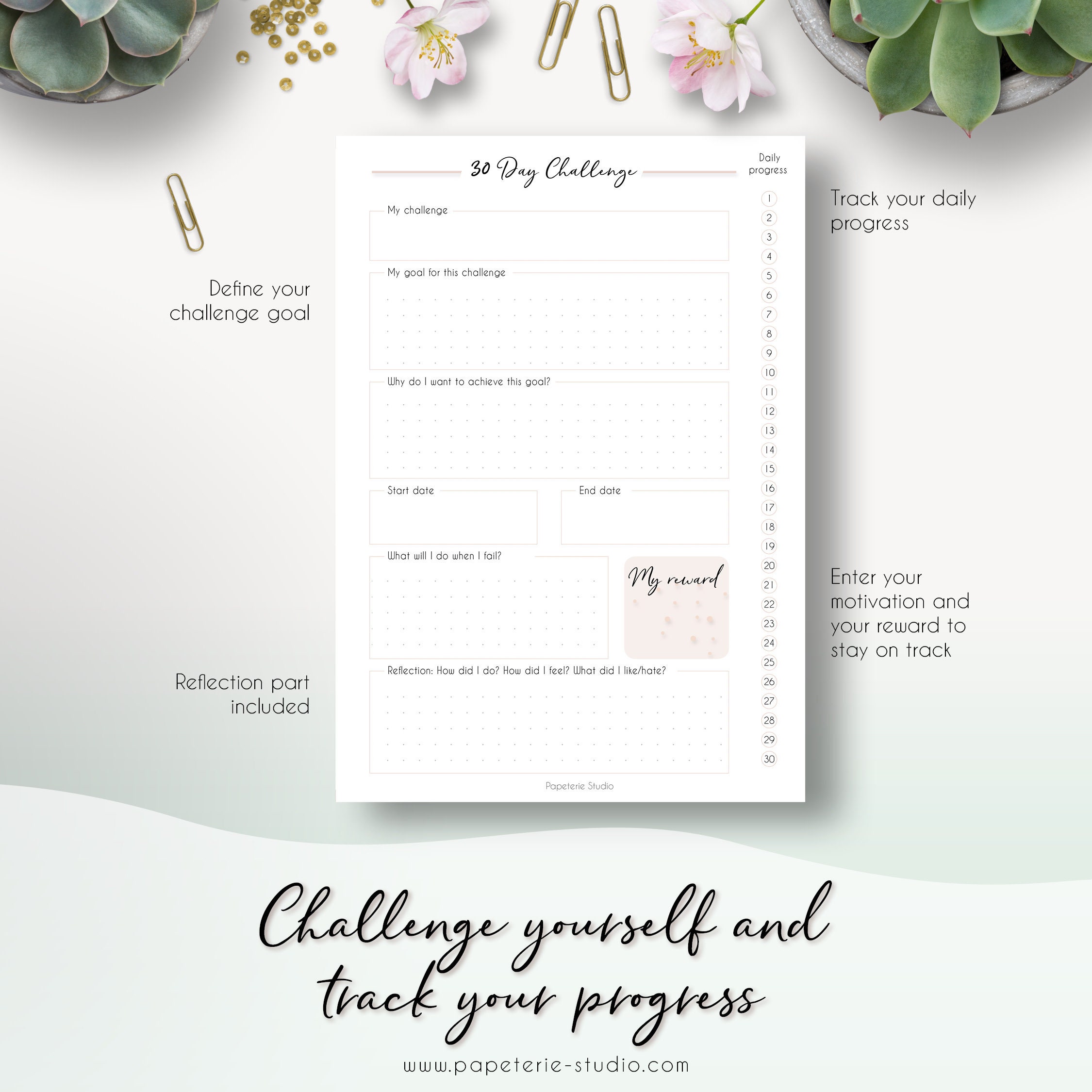 30 Day Challenge Printable Planner Add-on Challenge - Etsy