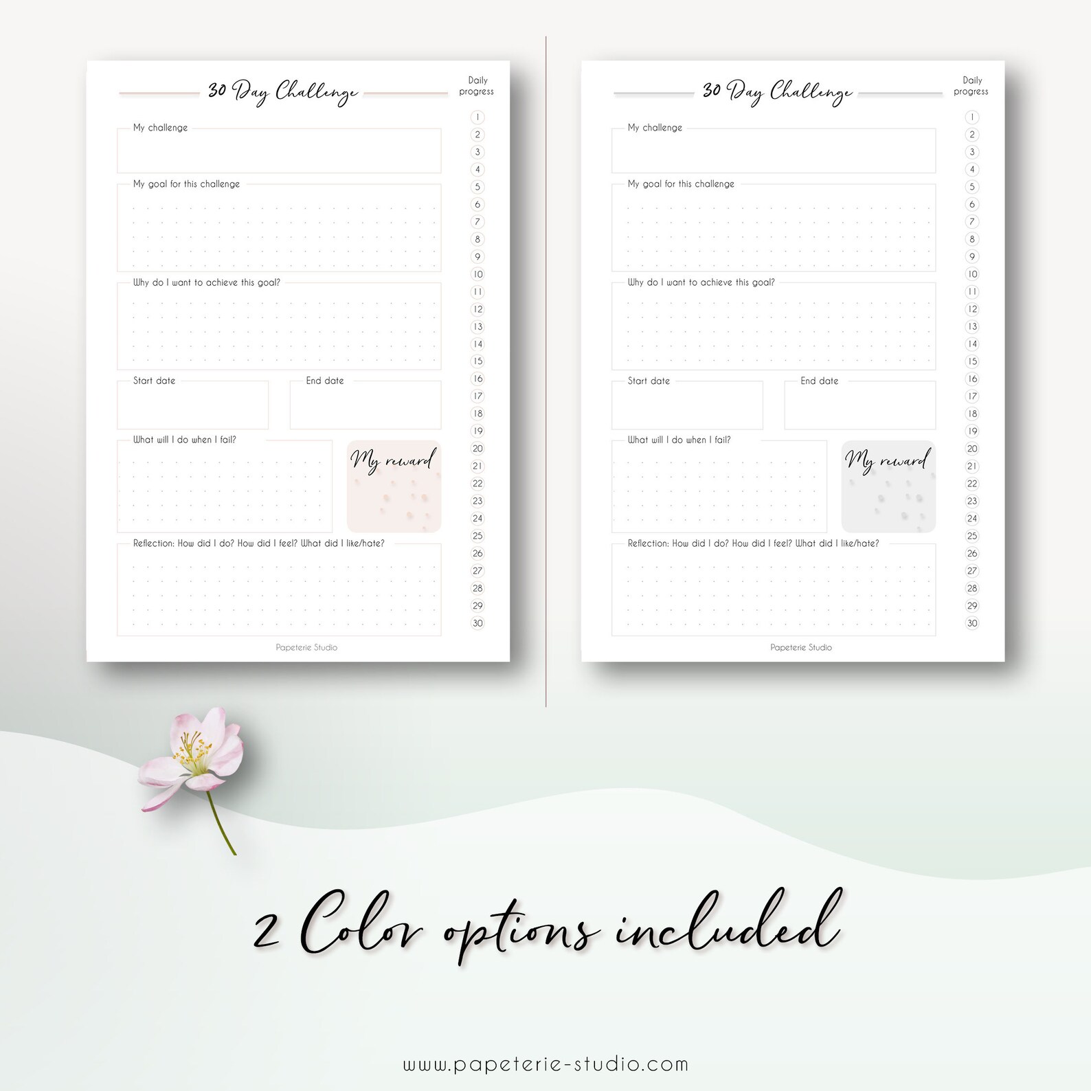 30 Day Challenge Printable Planner Add-on Challenge - Etsy
