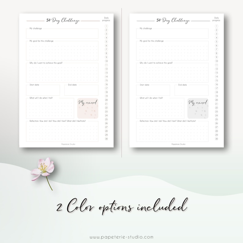 30 Day Challenge Printable Planner Add-on Challenge - Etsy