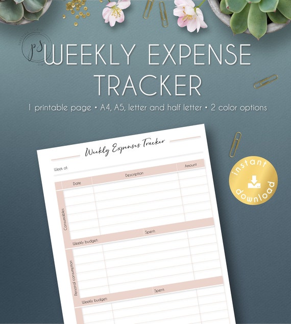 WEEKLY EXPENSES TRACKER printable weekly spending log | Etsy