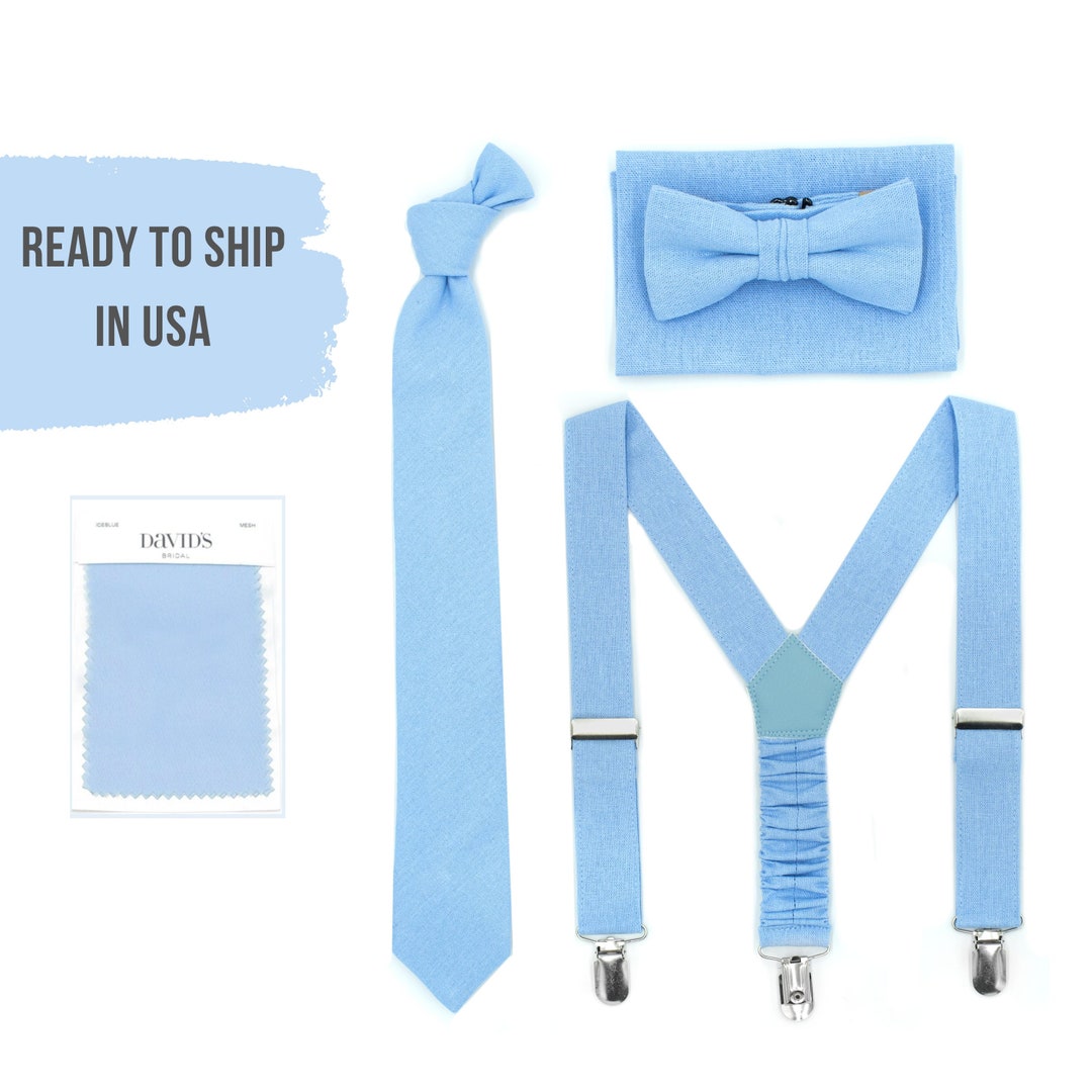 Ice Blue Bow Tie Suspenders - Light Blue Boys and Mens Ties Pocket ...