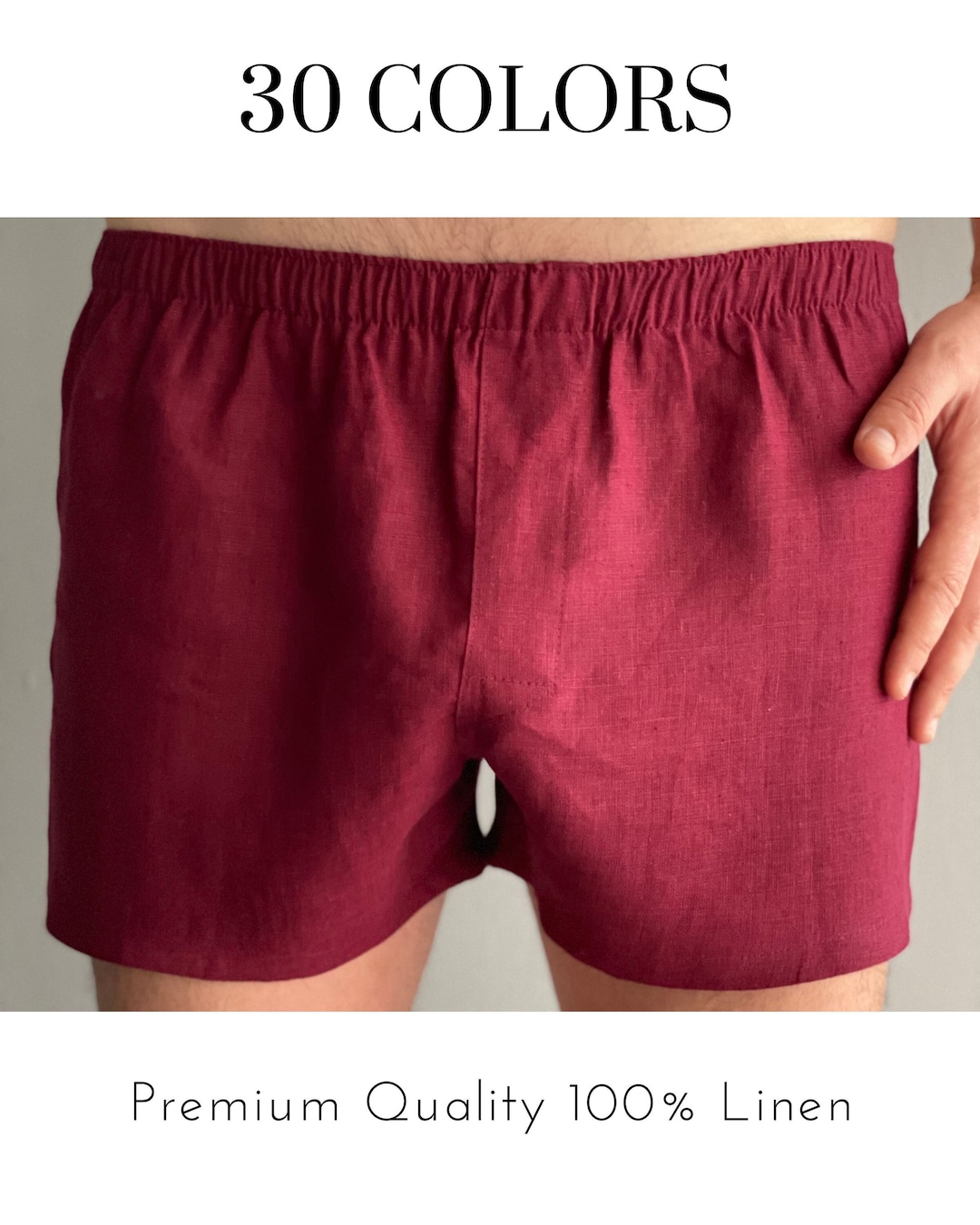 Mens Underwear Gift Set, 100% Linen Boxer Shorts for Men, Organic Sleep ...