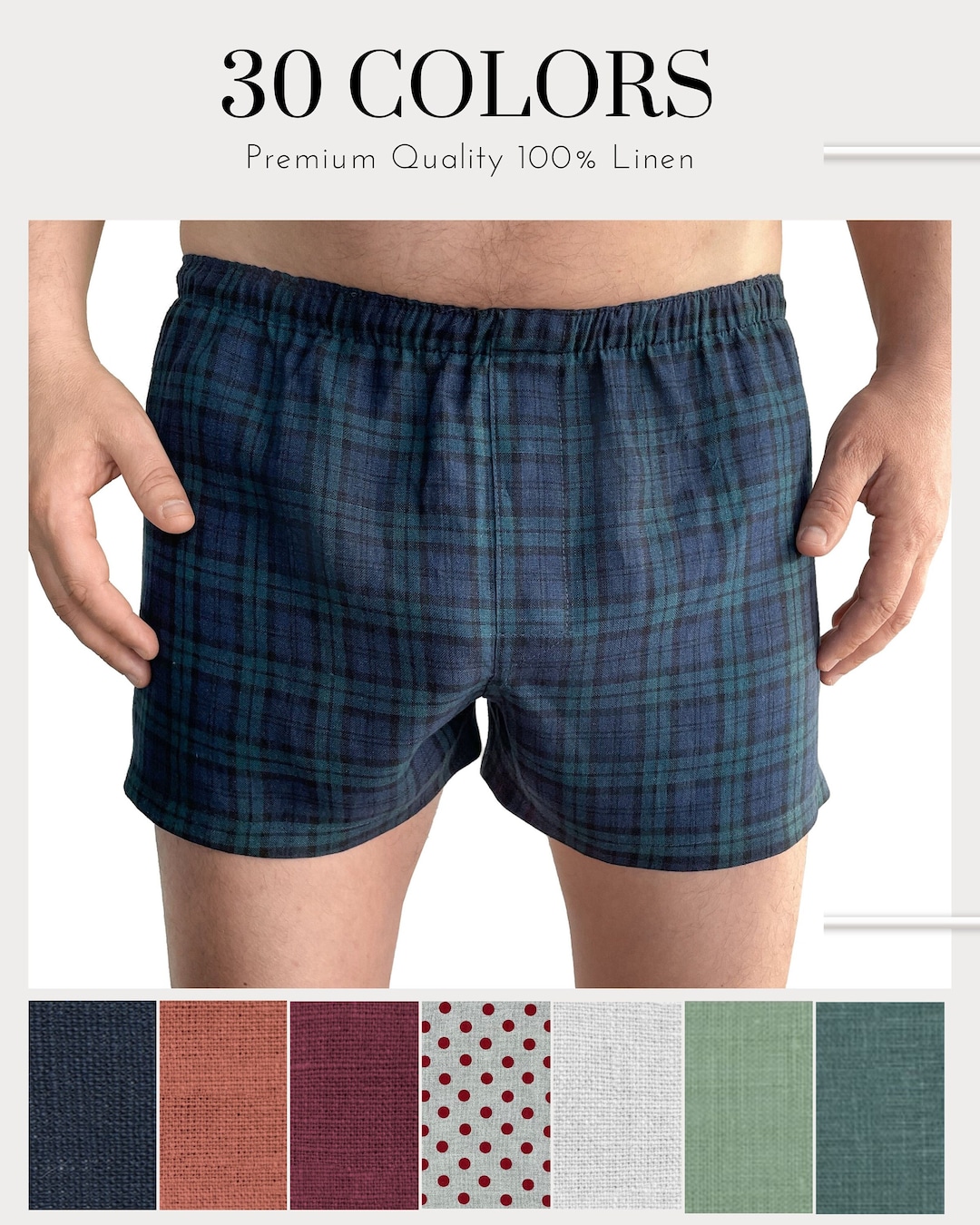 Linen Boxer Shorts for Men, 100% White Linen Pants Underwear, Men ...