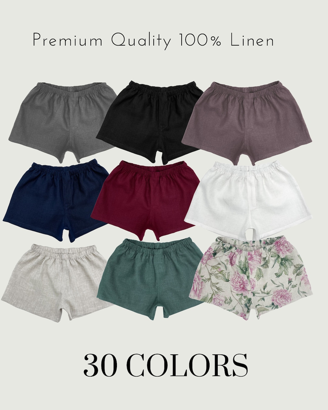 Mens Linen Boxers Briefs Set, Black Boxer Shorts for Men, Nightwear ...