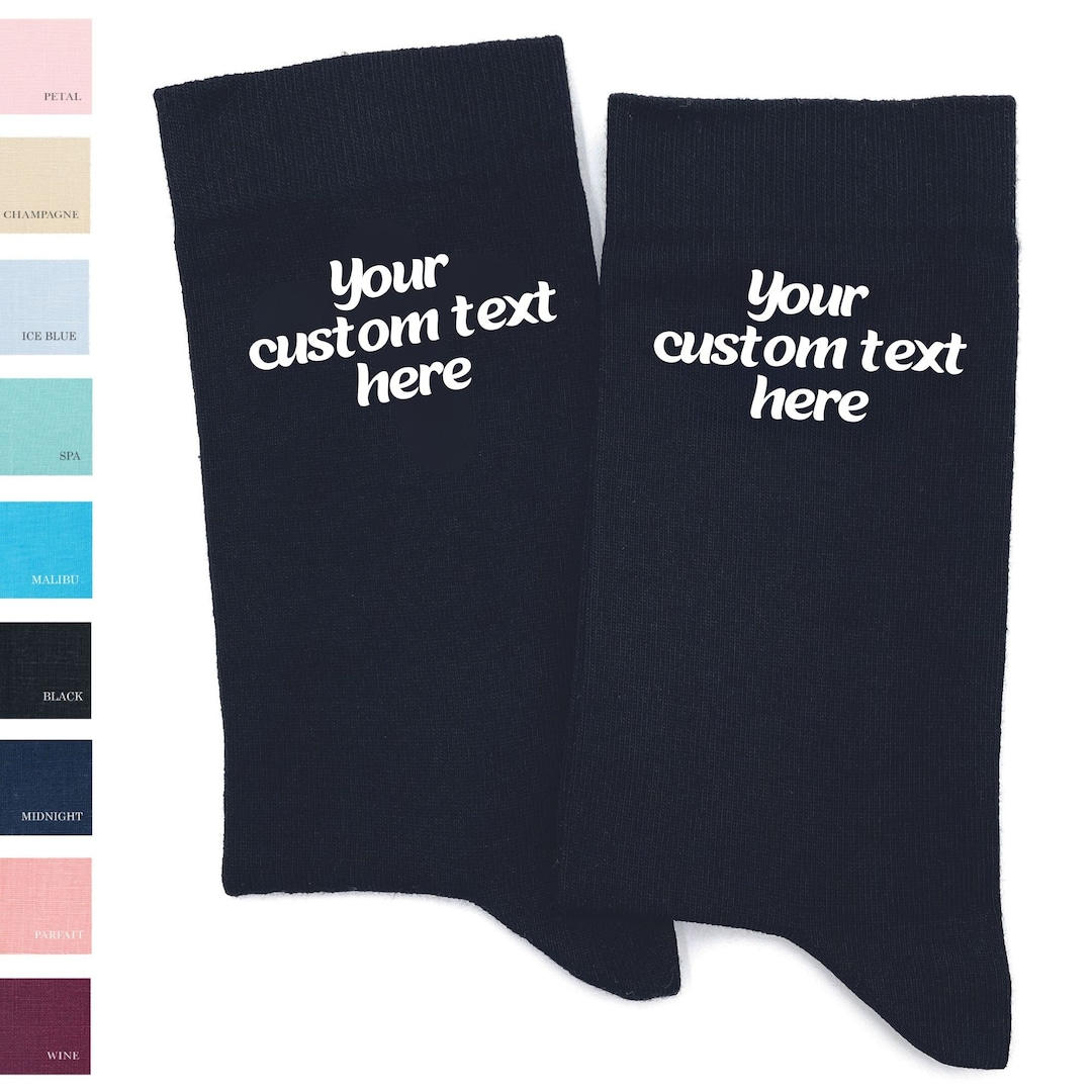 Custom Text Socks Black Personalized Socks With Custom Name, Date ...