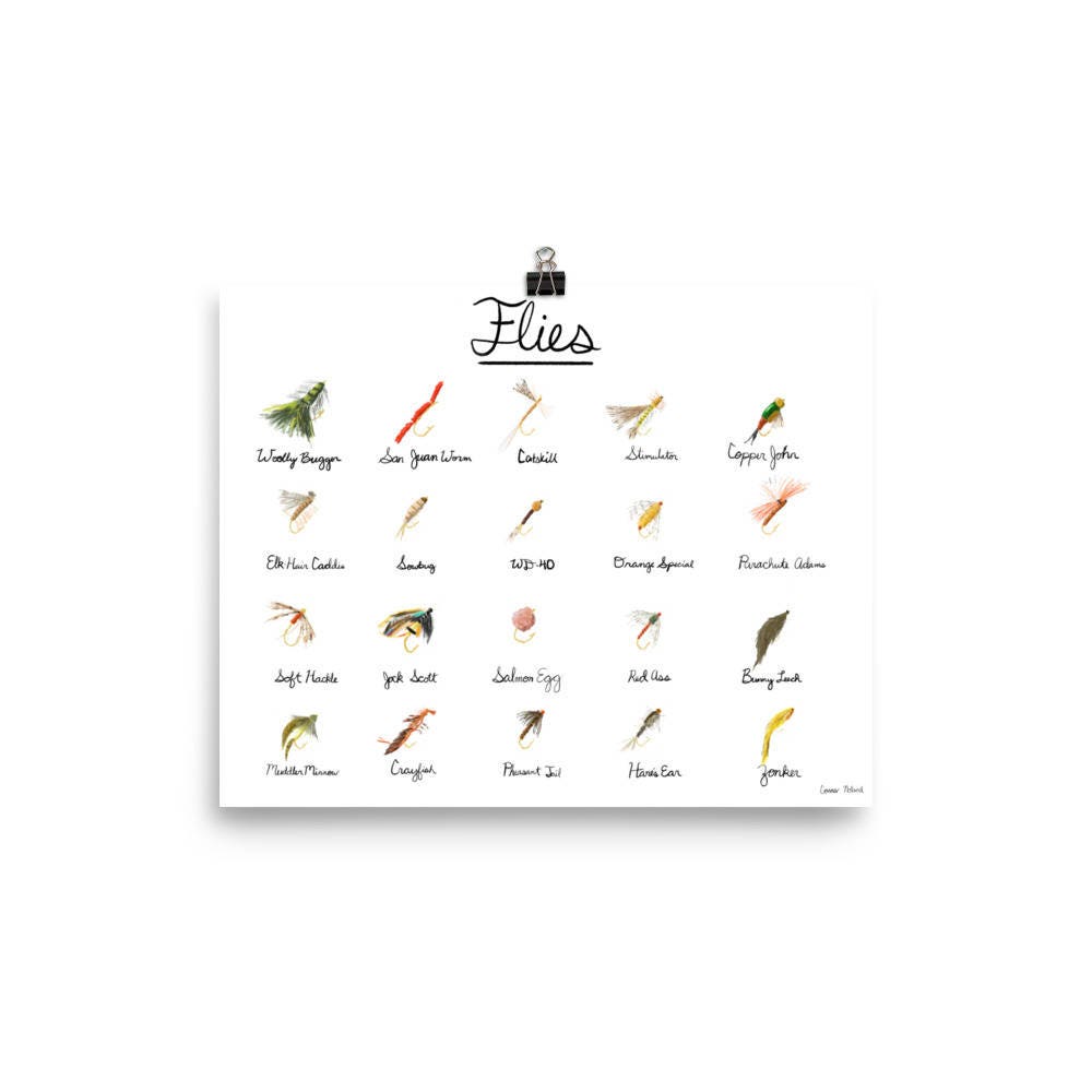 Fly Fishing Poster Gift Art Decor Flies Trout River Art - Etsy