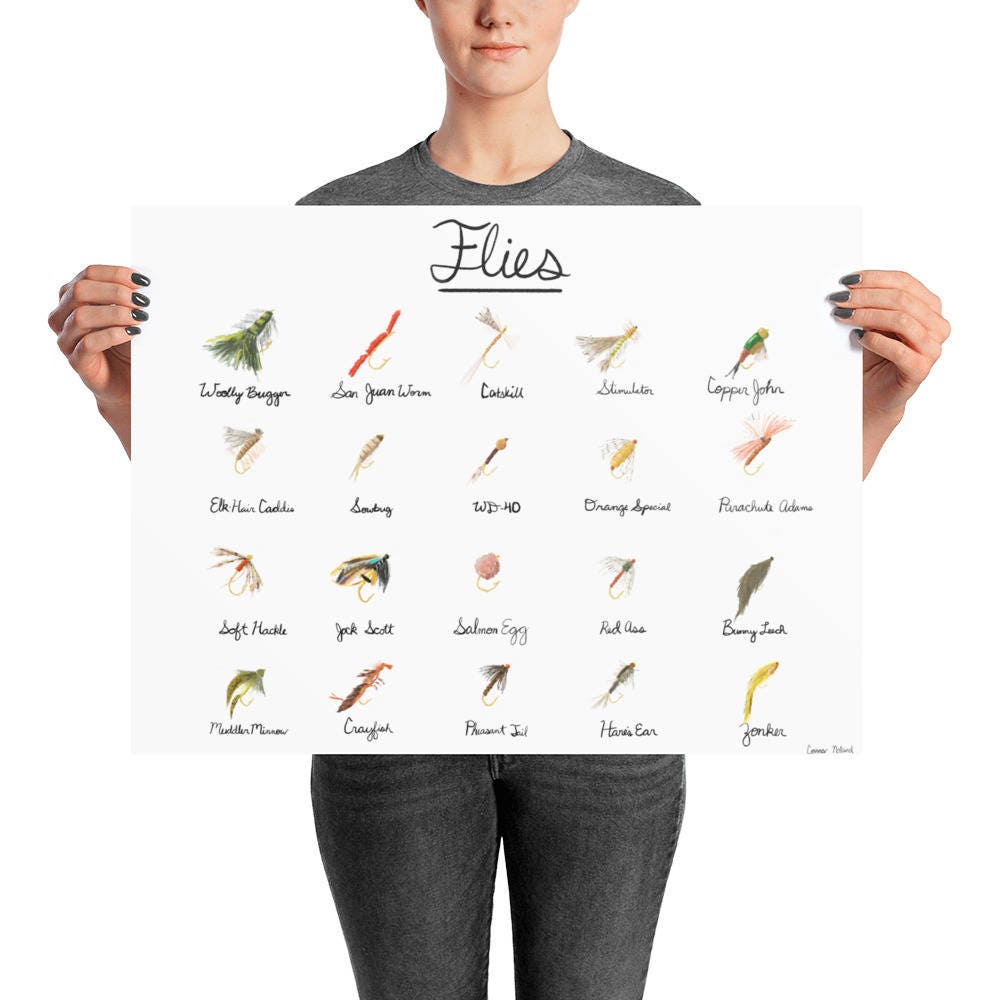Fly Fishing Poster Gift Art Decor Flies Trout River Art - Etsy