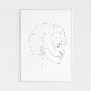 One Line Woman With Afro, Minimalist Feminine Illustration, Simple ...