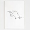 One Line Flying Birds Drawing, Minimalist Continuous Line Geese Print ...