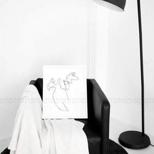 One Line Couple Kiss Printable, Minimal Romantic Line Art, Passionate ...