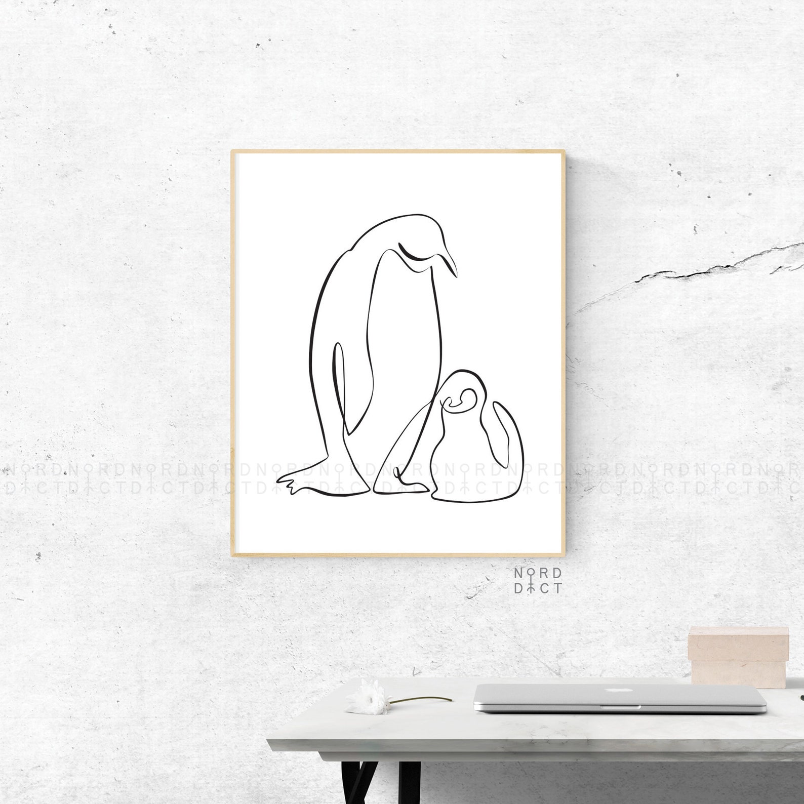 One Line Minimal Penguin Print, Abstract Penguin Printable Art, Single ...