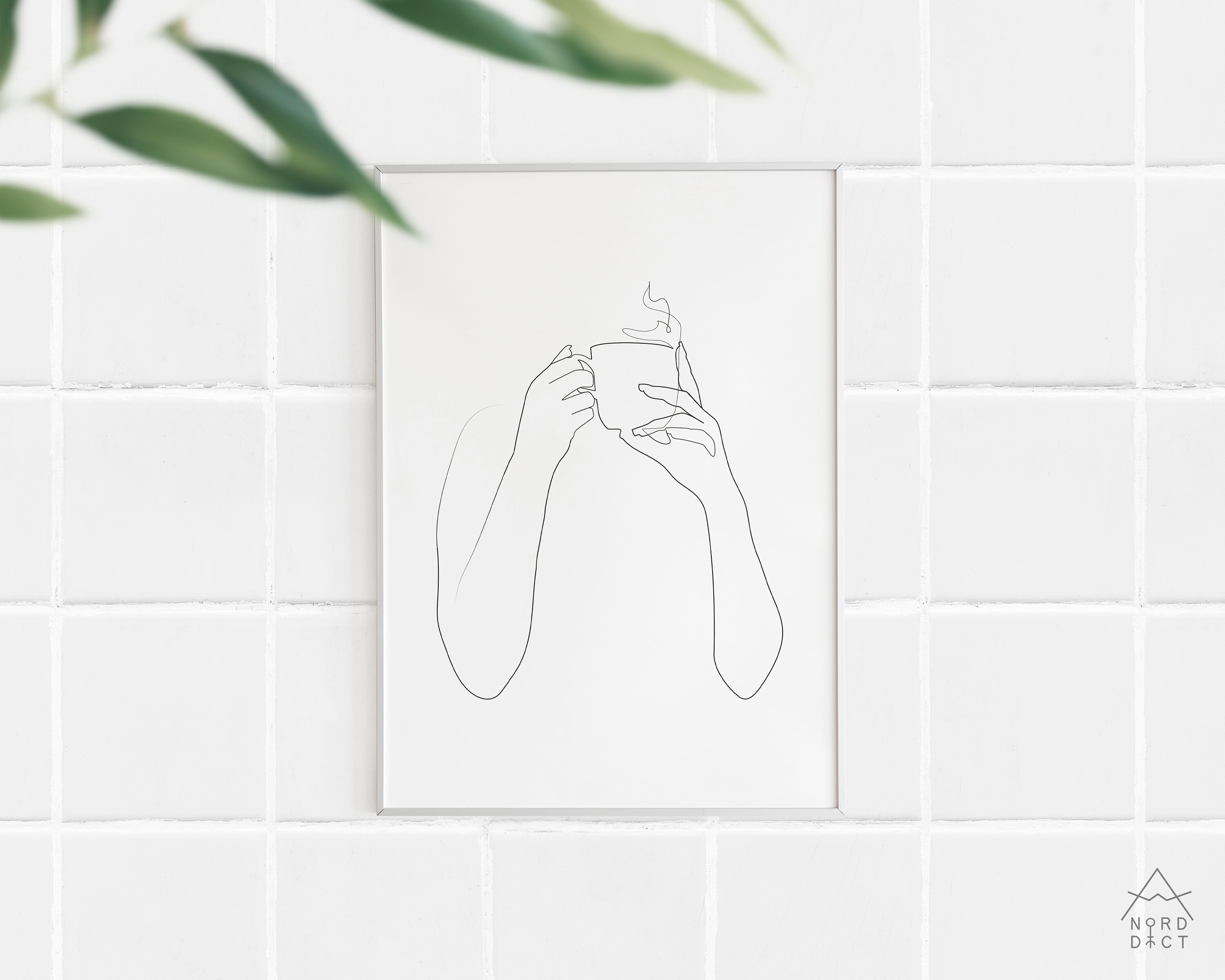 Coffee Cup One Line Art Woman Drinking Coffee Printable Tea - Etsy