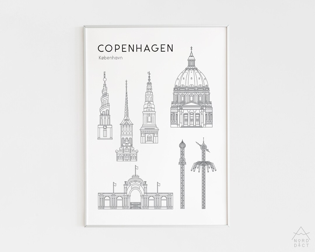 Copenhagen Architecture Printable, Minimalist Danish Landmark Poster ...