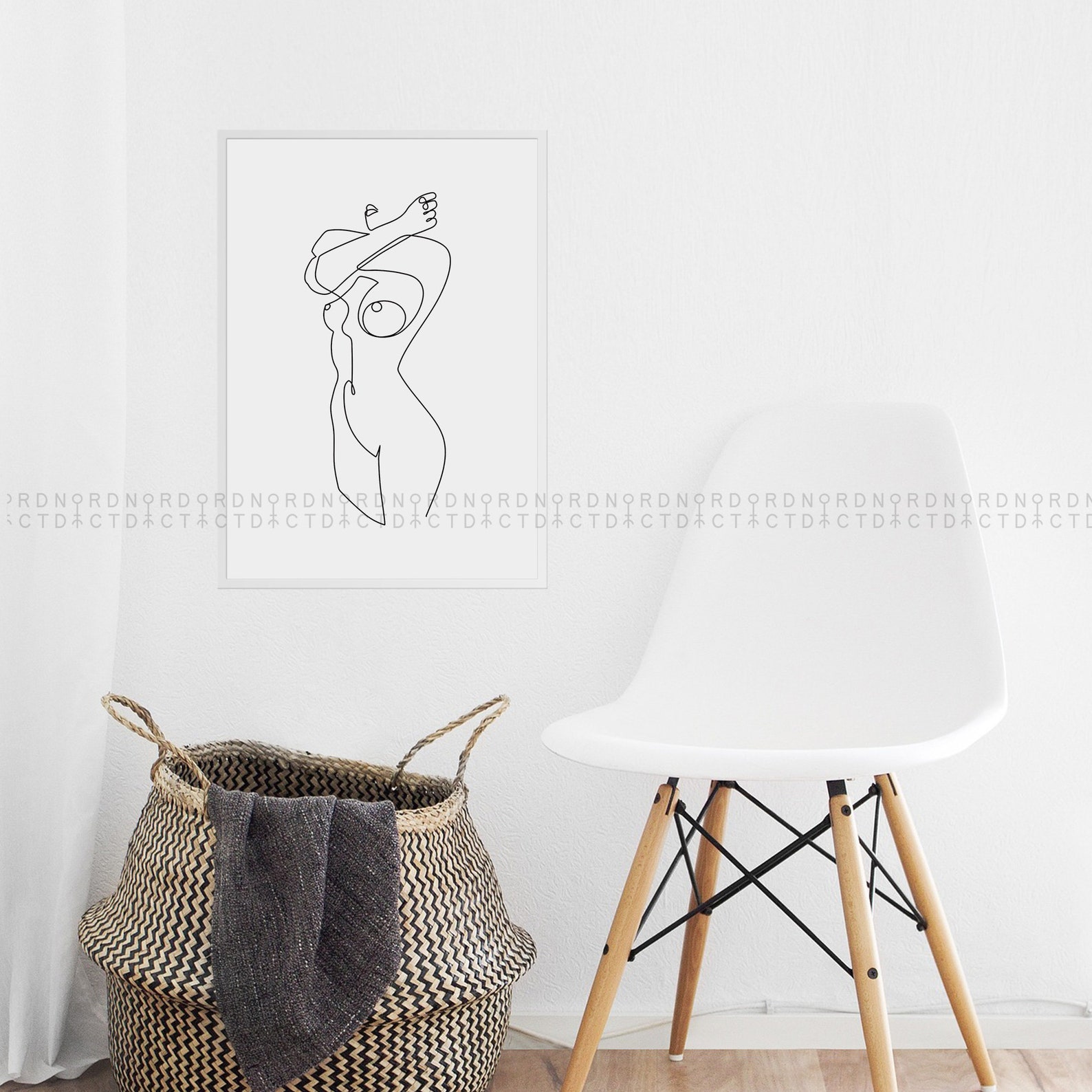 One Line Naked Woman Printable Minimalist Female Nudity Sketch Fine