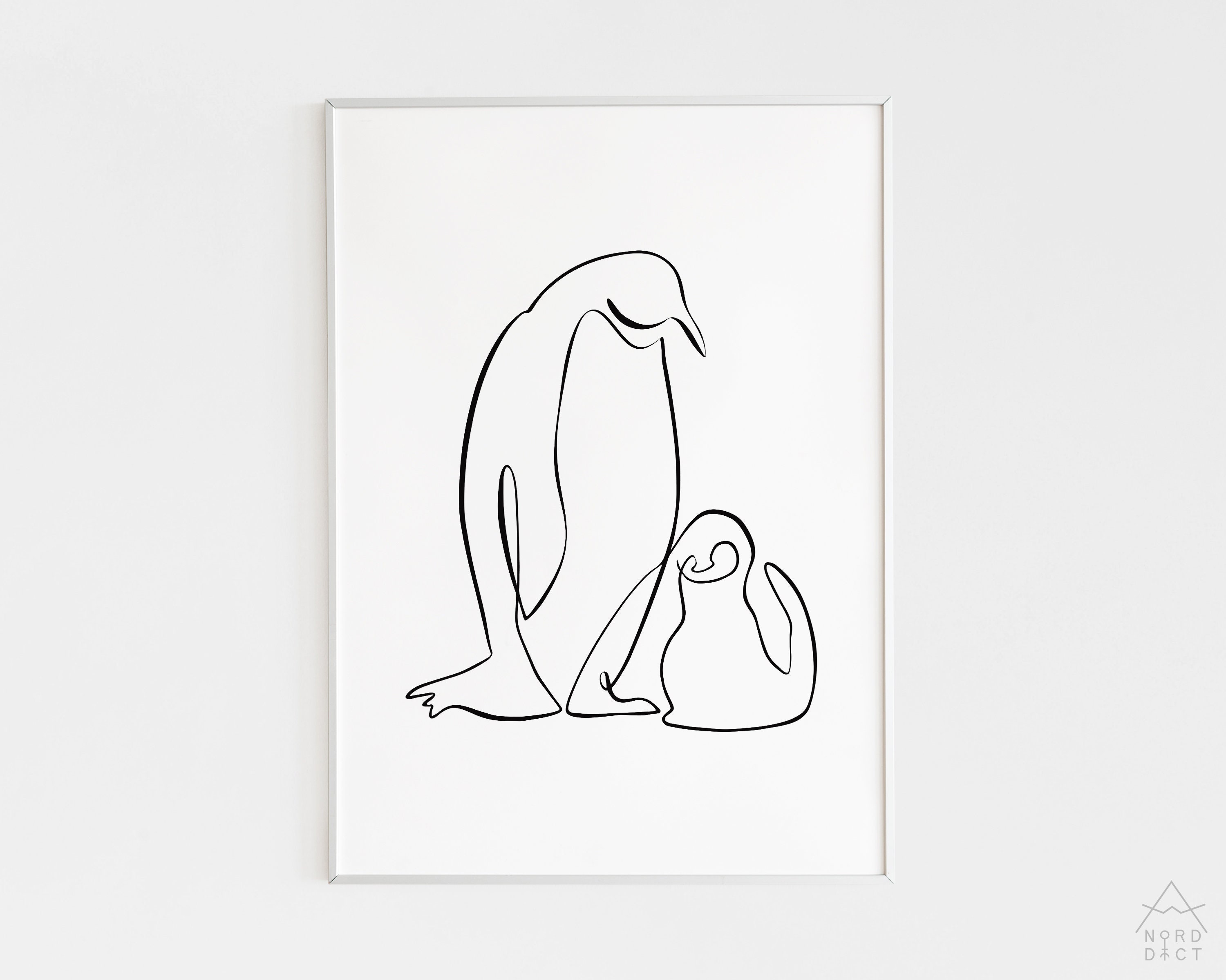 One Line Minimal Penguin Print, Abstract Penguin Printable Art, Single ...