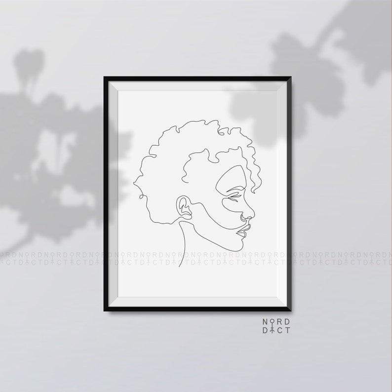 One Line Woman With Afro, Minimalist Feminine Illustration, Simple ...