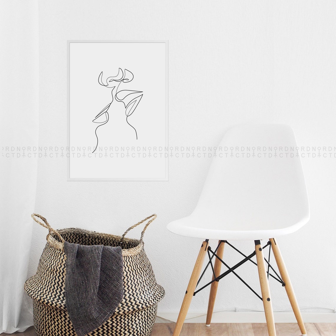 One Line Kiss Printable Illustration, Simple Intimate Kissing Sketch ...