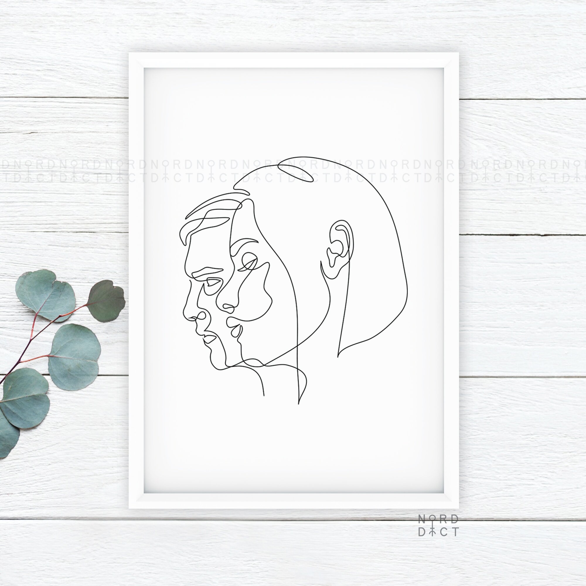 One Line Couple Illustration, Continuous Line Drawing, Printable ...