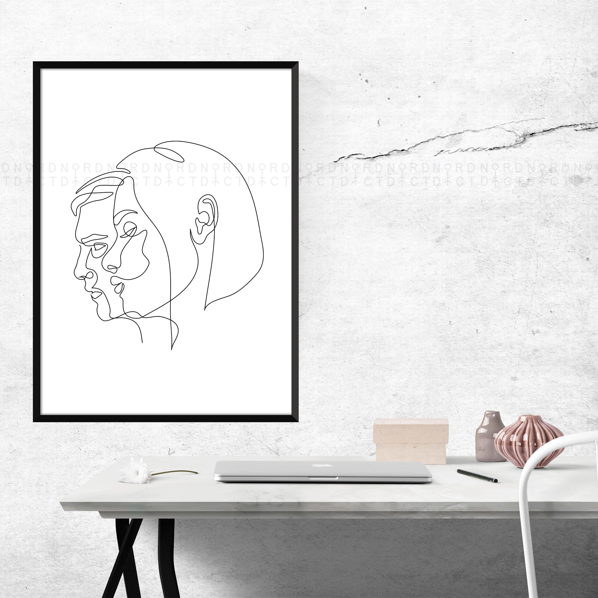 One Line Couple Illustration, Continuous Line Drawing, Printable ...