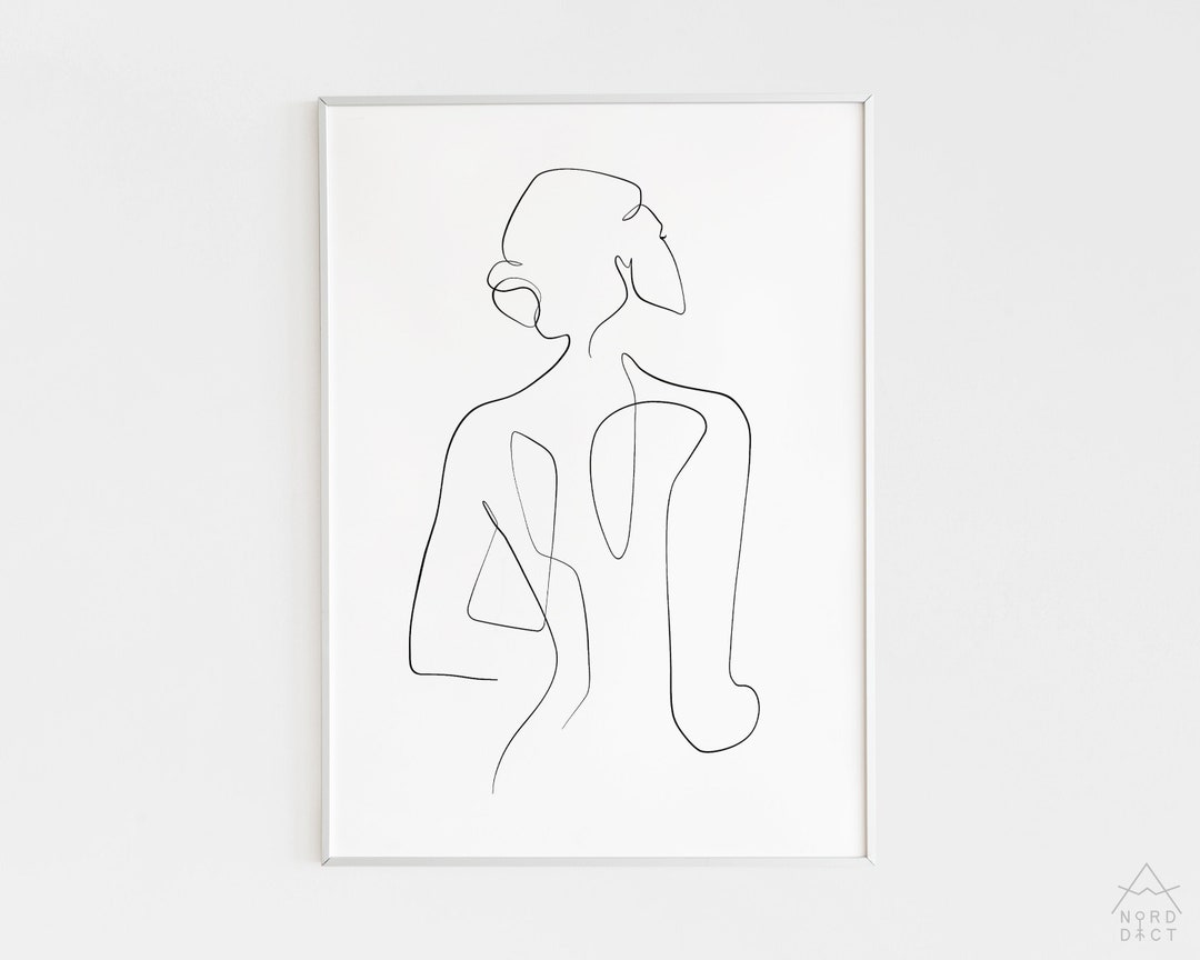 Simple Female Figure Line Art, Printable Woman Body Sketch, Abstract ...