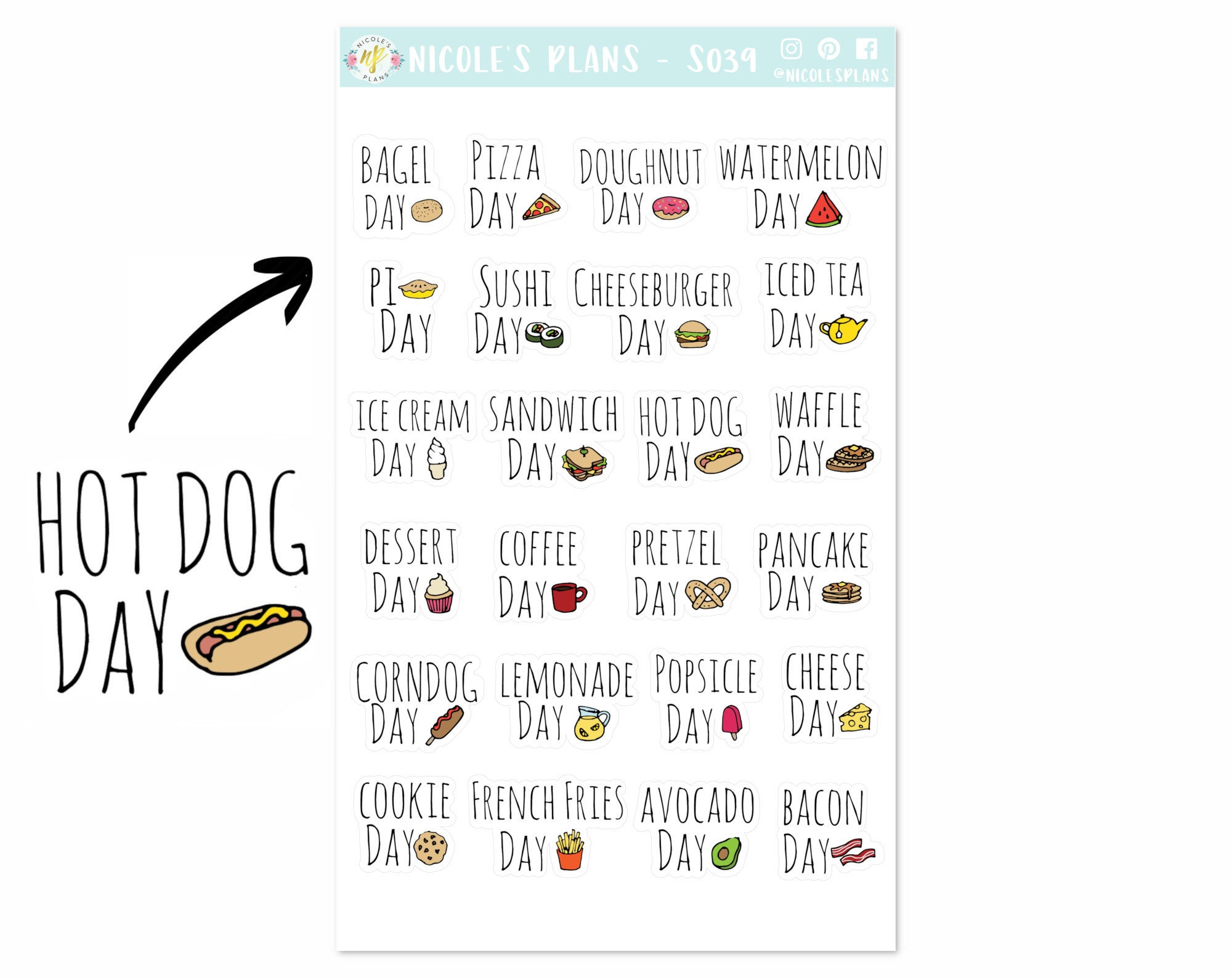 Food and Drink Holiday Stickers S039 Wacky and Fun Holiday - Etsy