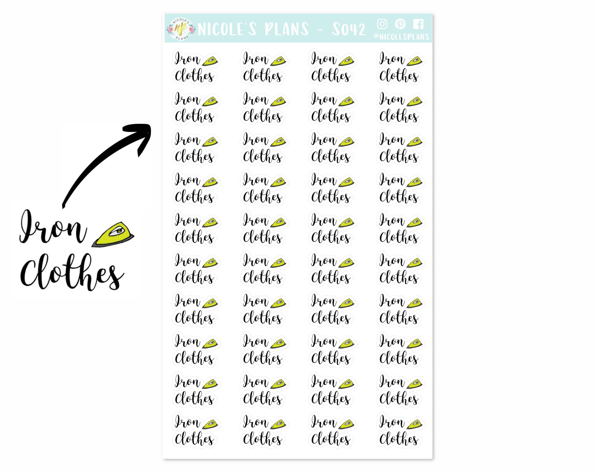 Ironing Functional Stickers S042 Iron Clothes Reminder | Etsy
