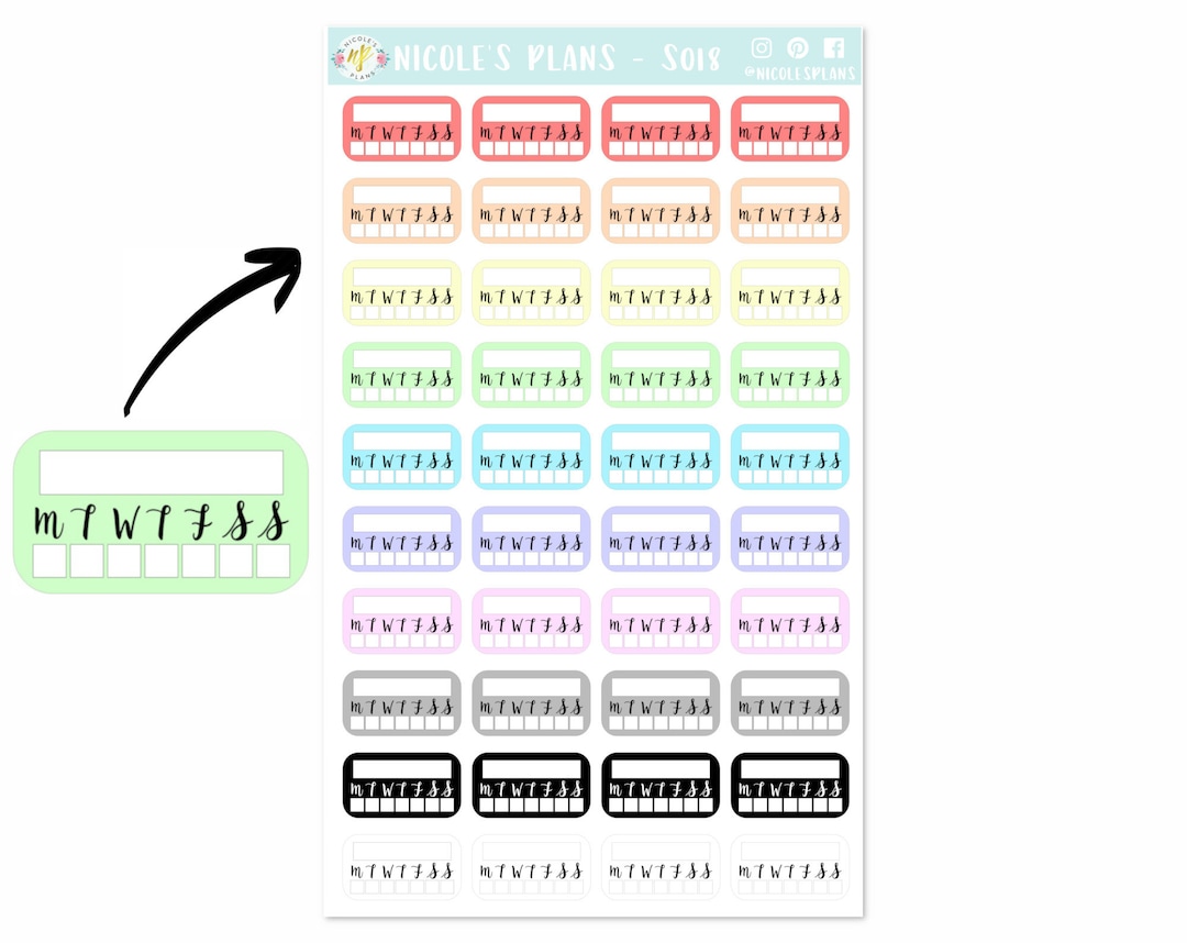 Habit Weekly and Daily Tracker Stickers - S018 • Weekly Reminder ...