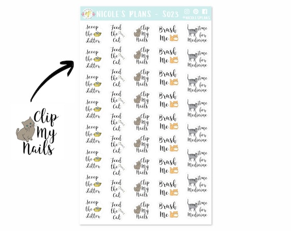 Cat to Do Stickers S023 Cat Chore Stickers for Planners | Etsy
