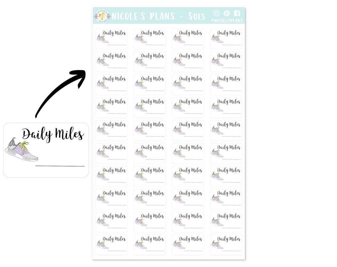 Running and Walking Miles Planner Stickers - S013 • Daily Mileage ...