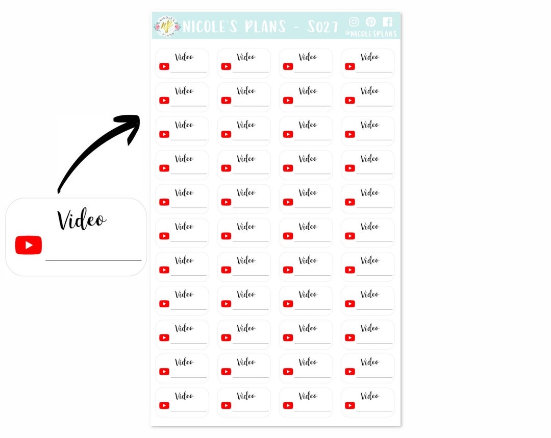Youtube Video Stickers - S027 • New Video Reminder Stickers • Vlog ...