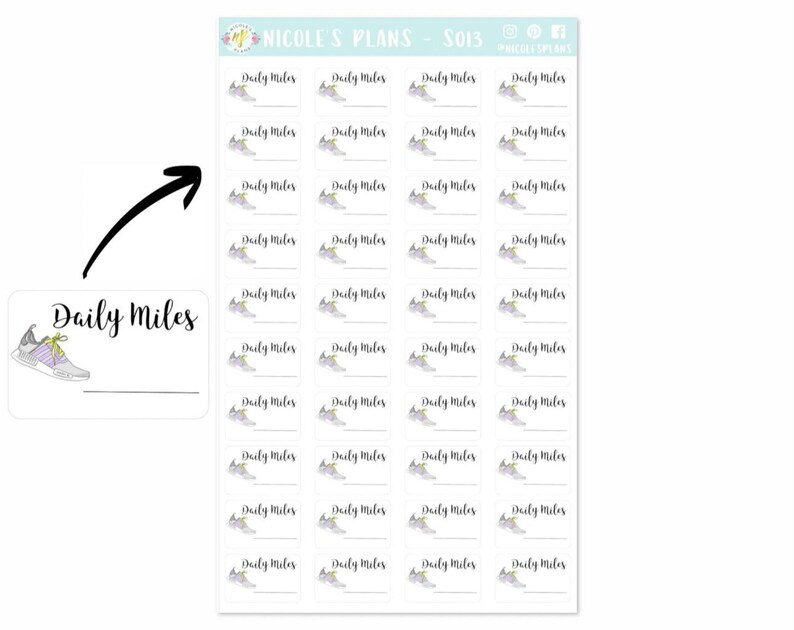 Running and Walking Miles Planner Stickers - S013 • Daily Mileage ...
