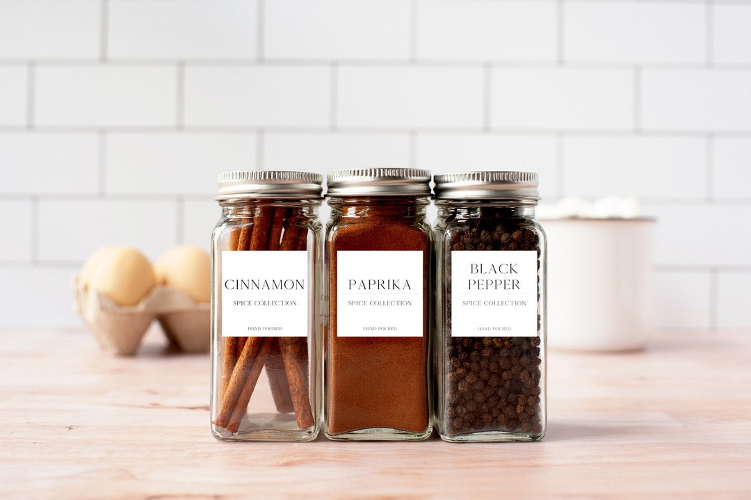 Custom Spice Jar Label Stickers Minimalist and Modern Design Water ...