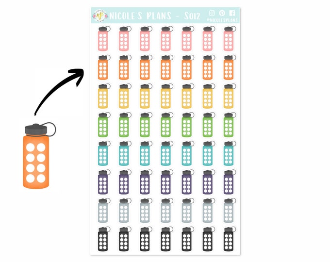 Water Bottle Tracker Icon Stickers S012 Water Intake - Etsy