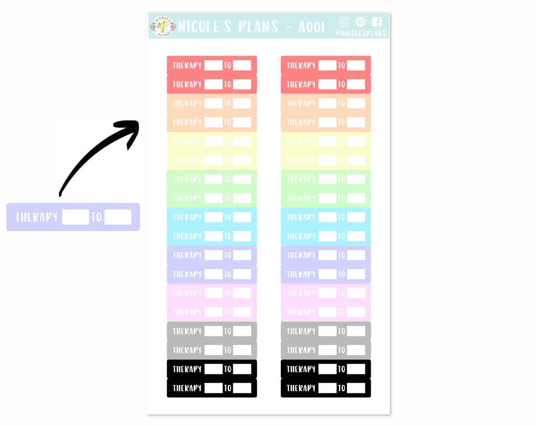 Therapy Appointment Tracker Stickers - A001 • Appointment/meeting Time ...
