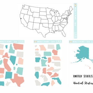 United States Travel Tracker Sticker Map - S071• 50 US States Visited ...