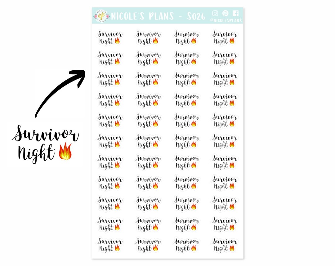 Survivor TV Show Stickers - S026 • TV Night Planner Stickers ...