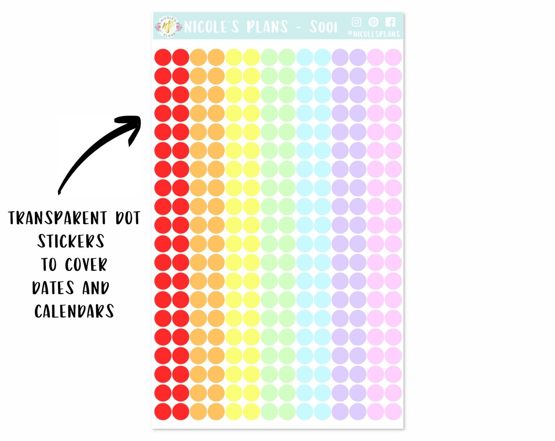 Transparent Colored Dot Stickers for Planner - S001 • Custom Planner ...