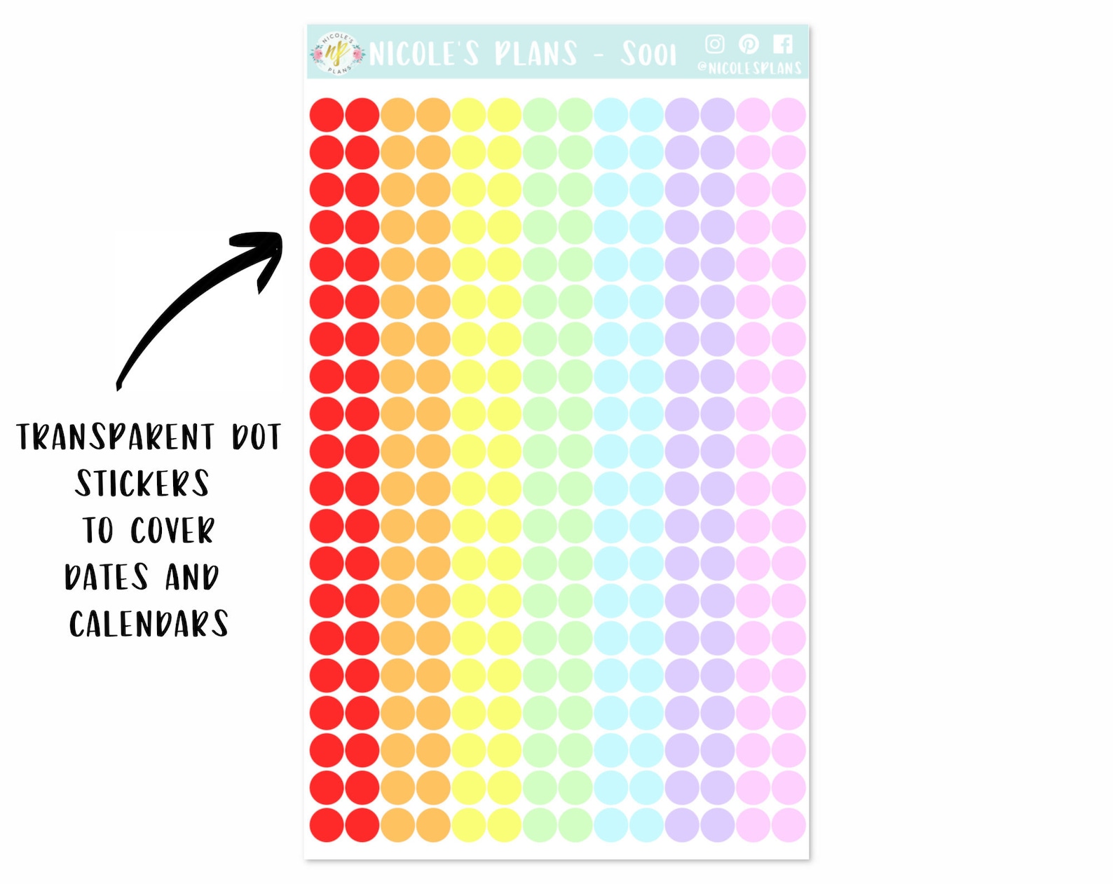 Transparent Colored Dot Stickers for Planner - S001 • Custom Planner ...