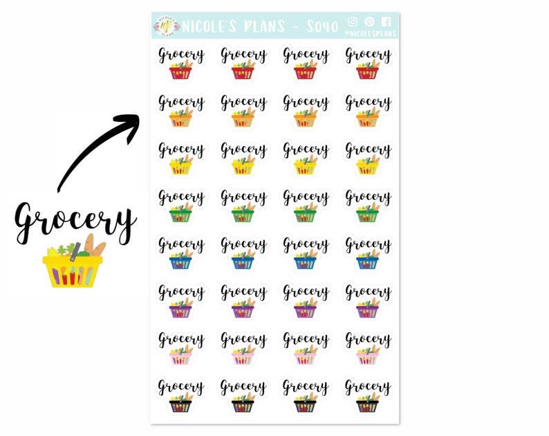 Grocery Functional Stickers - S040 • Shopping Reminder Stickers • to Do ...