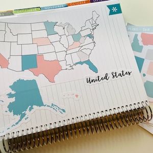 United States Travel Tracker Sticker Map - S071• 50 US States Visited ...