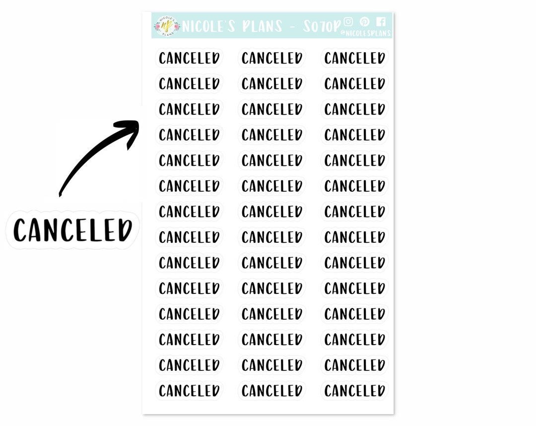 Canceled Functional Print Stickers - S070P • Print Word Stickers ...