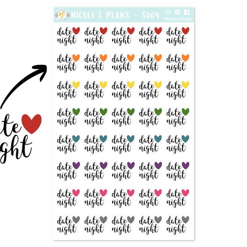 Date Night Stickers Date Night Planner Stickers Printable | Etsy