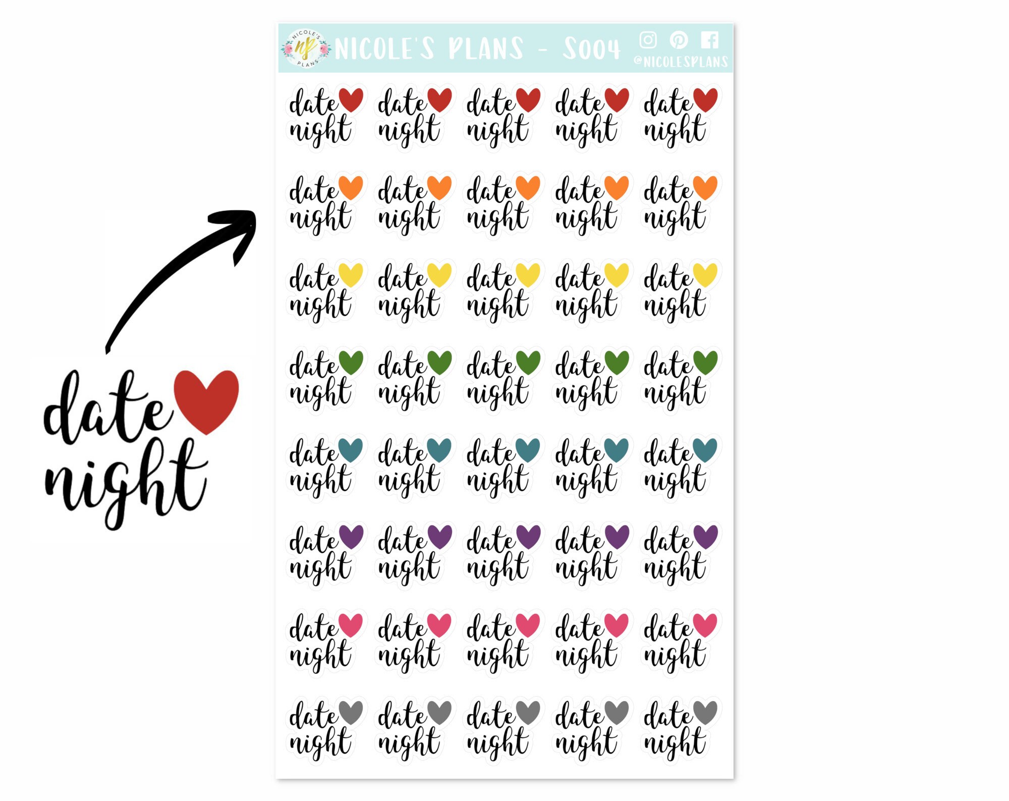 Date Night Functional Stickers S004 Date Reminder Sticker - Etsy