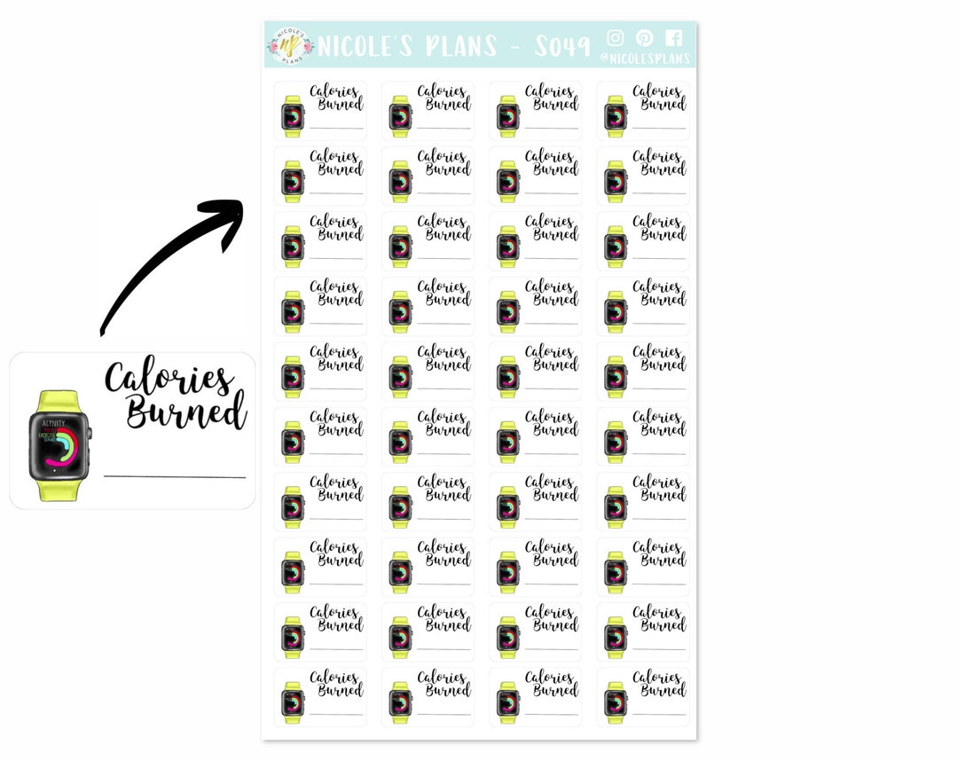Calories Burned Planner Stickers - S049 • Workout Tracker Stickers ...