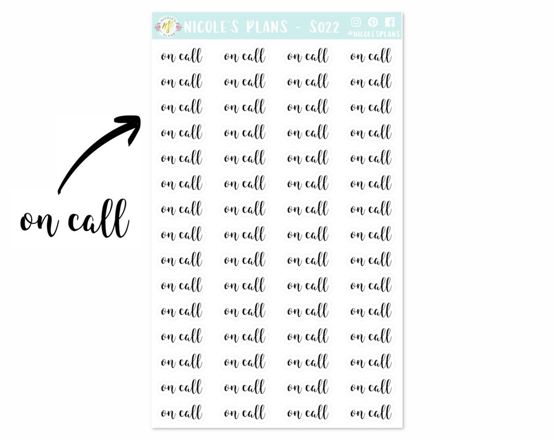 On Call Functional Script Stickers S022 Script Word Stickers Stickers ...