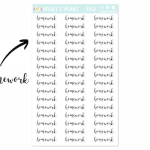 Homework Script Stickers - S052 • School Work Word Stickers for Planner ...