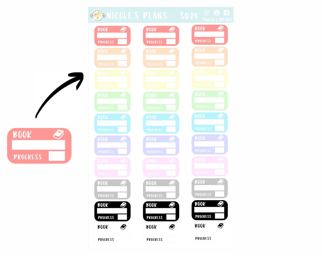 Book Progress Tracker Stickers - S074 • Reading Progress Trackers ...