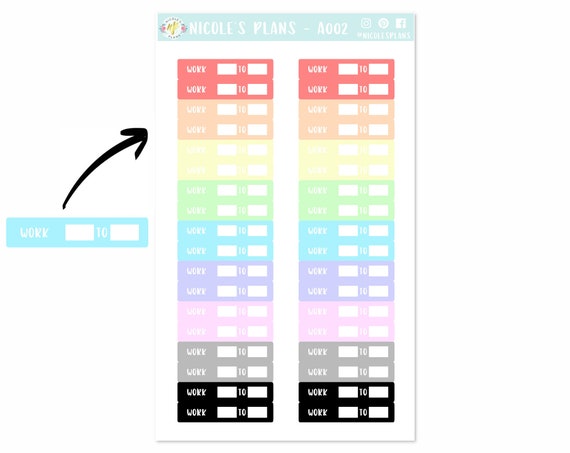 Work Time Tracker Stickers A002 Appointment/meeting Time - Etsy